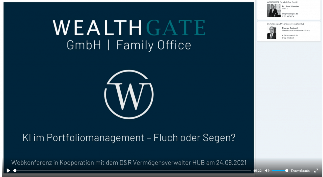 Webkonferenz „KI im Portfoliomanagement – Fluch oder Segen“ | WEALTHGATE